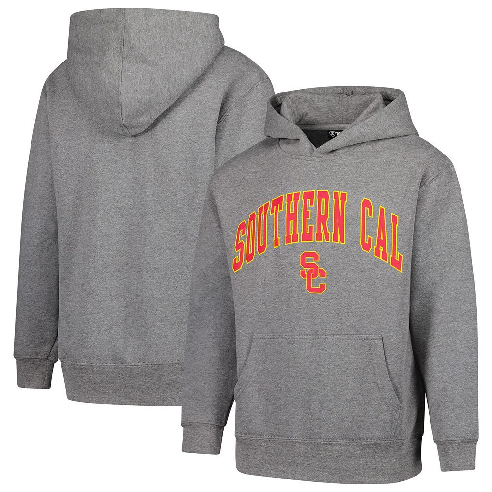 Youth Heather Gray USC Trojans Fleece Pullover Hoodie