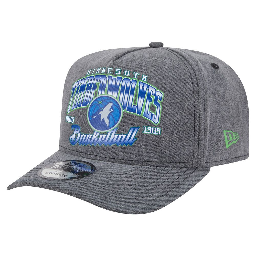 Men's New Era Charcoal Minnesota Timberwolves Throwback Washed Pre ...