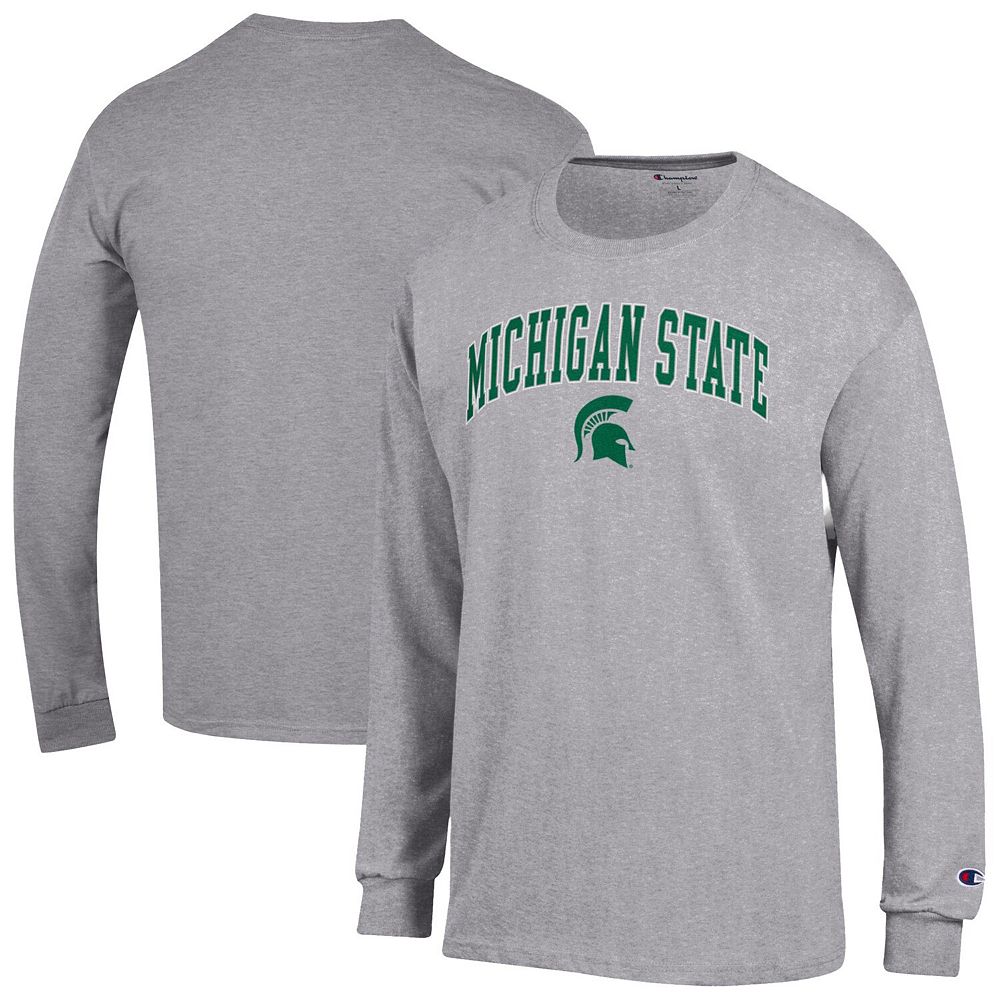 Men's Champion Heather Gray Michigan State Spartans Arch Over Logo Long ...