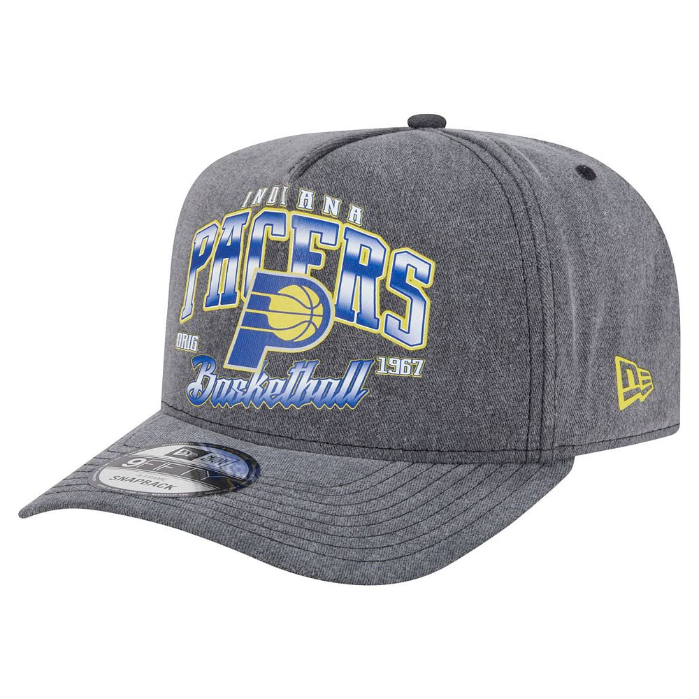 Men's New Era Charcoal Indiana Pacers Throwback Washed Pre-Curved ...
