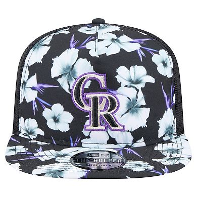 Men's New Era Black Colorado Rockies Adventure Pattern Golfer Trucker ...