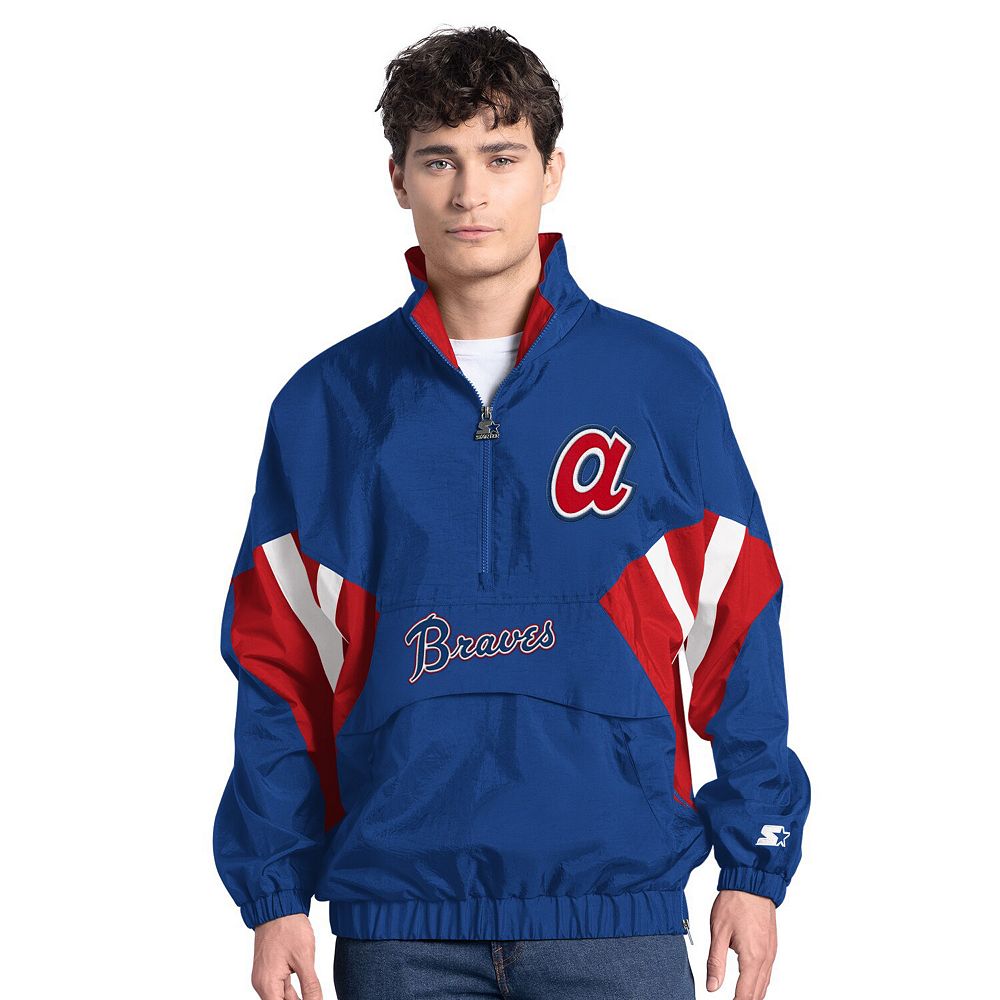 Men's Starter Royal Atlanta Braves Cooperstown Chief Half-Zip Pullover
