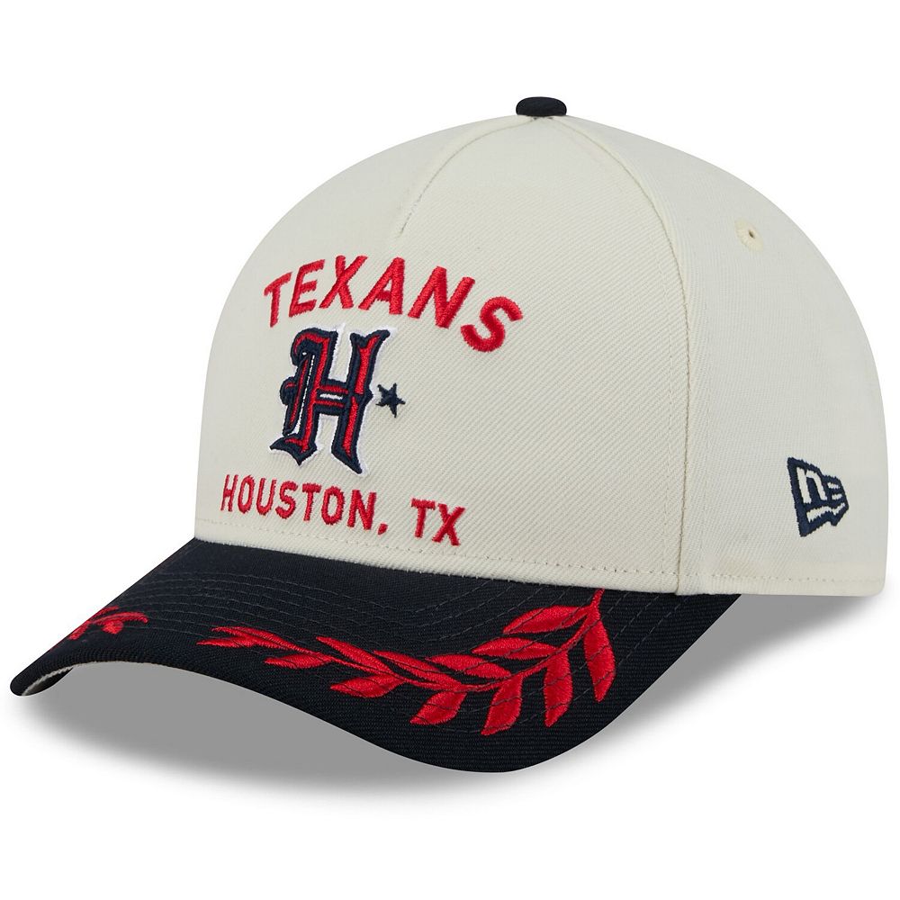 Men's New Era Cream/Navy Houston Texans 2025 NFL Draft 9FORTY A-Frame M-Crown Adjustable Hat