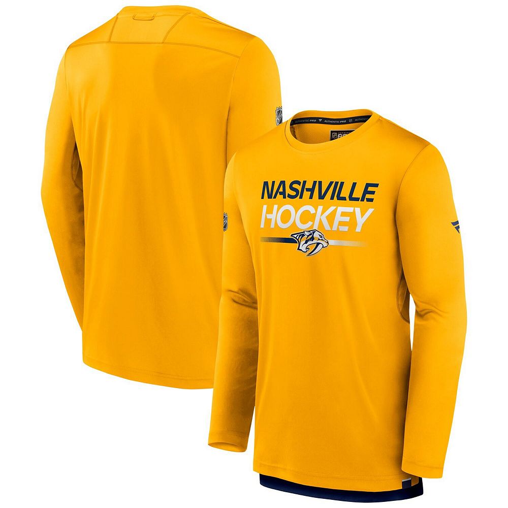 Men's Fanatics Gold Nashville Predators Authentic Pro Tech Long Sleeve ...