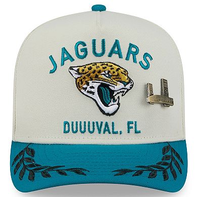 Men's New Era Cream/Teal Jacksonville Jaguars 2025 NFL Draft A-Frame ...