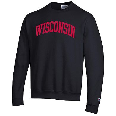 Men's Champion Black Wisconsin Badgers Basic Arch Fleece Pullover ...