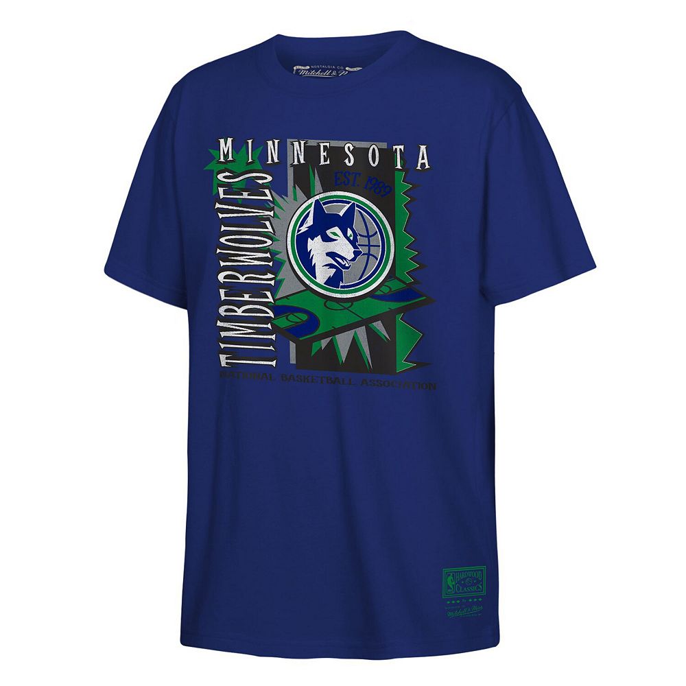 Youth Mitchell & Ness Navy Minnesota Timberwolves Retro '90s Poster T-Shirt