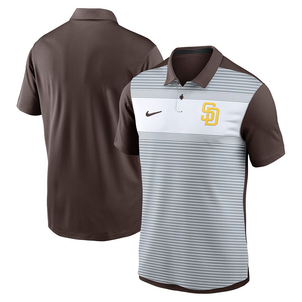 Men's Nike White/Brown San Diego Padres Vapor Striped Performance Polo