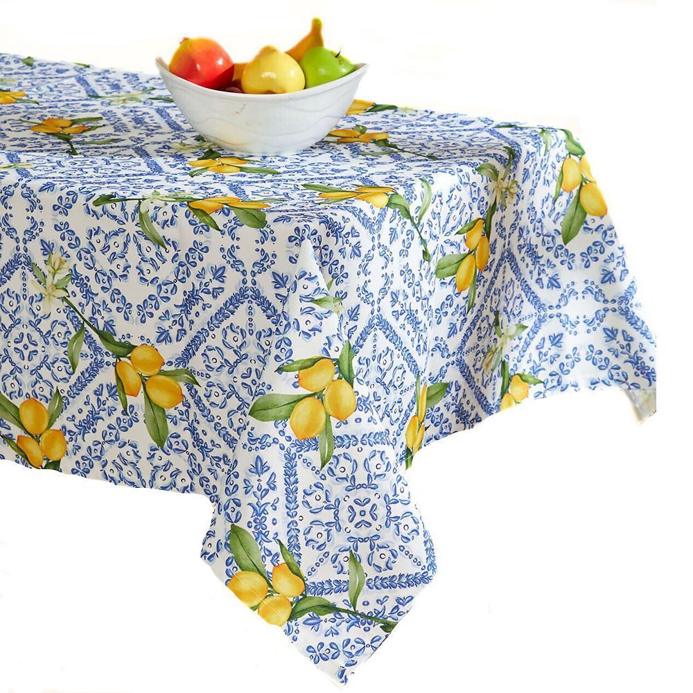 Italian Lemons And Blue Patterned Tablecloth Perfect For Spring And ...