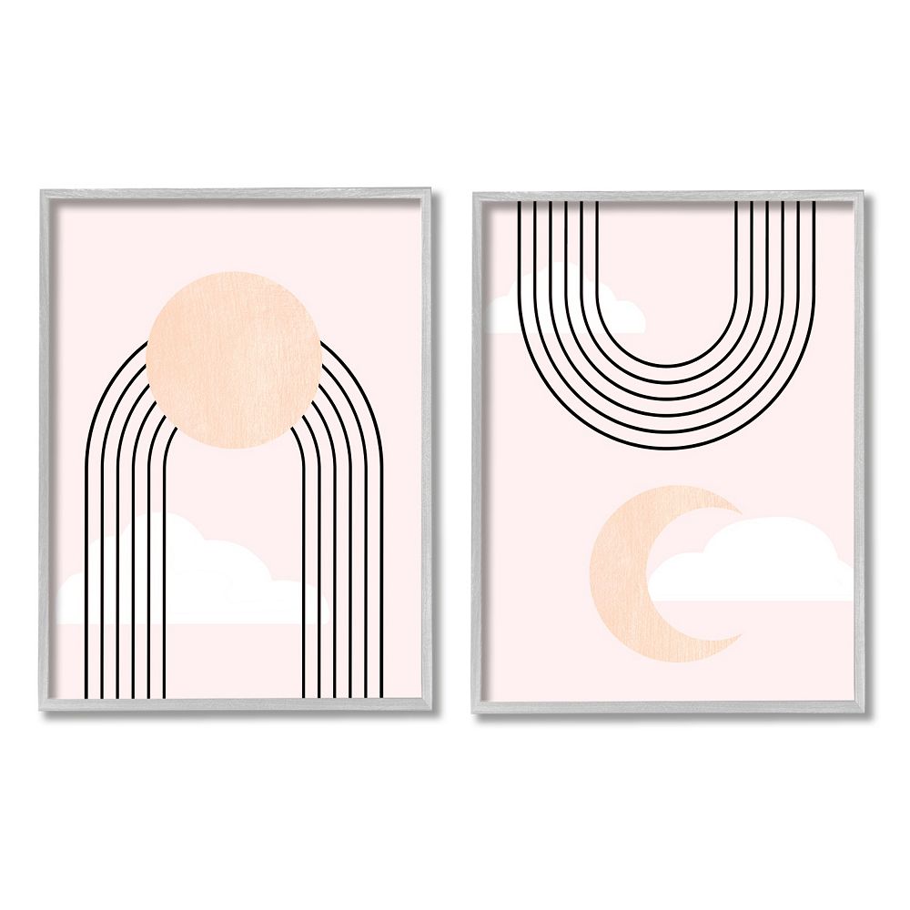 Stupell Home Decor 2-Piece Abstract Sun and Moon Wall Art Set