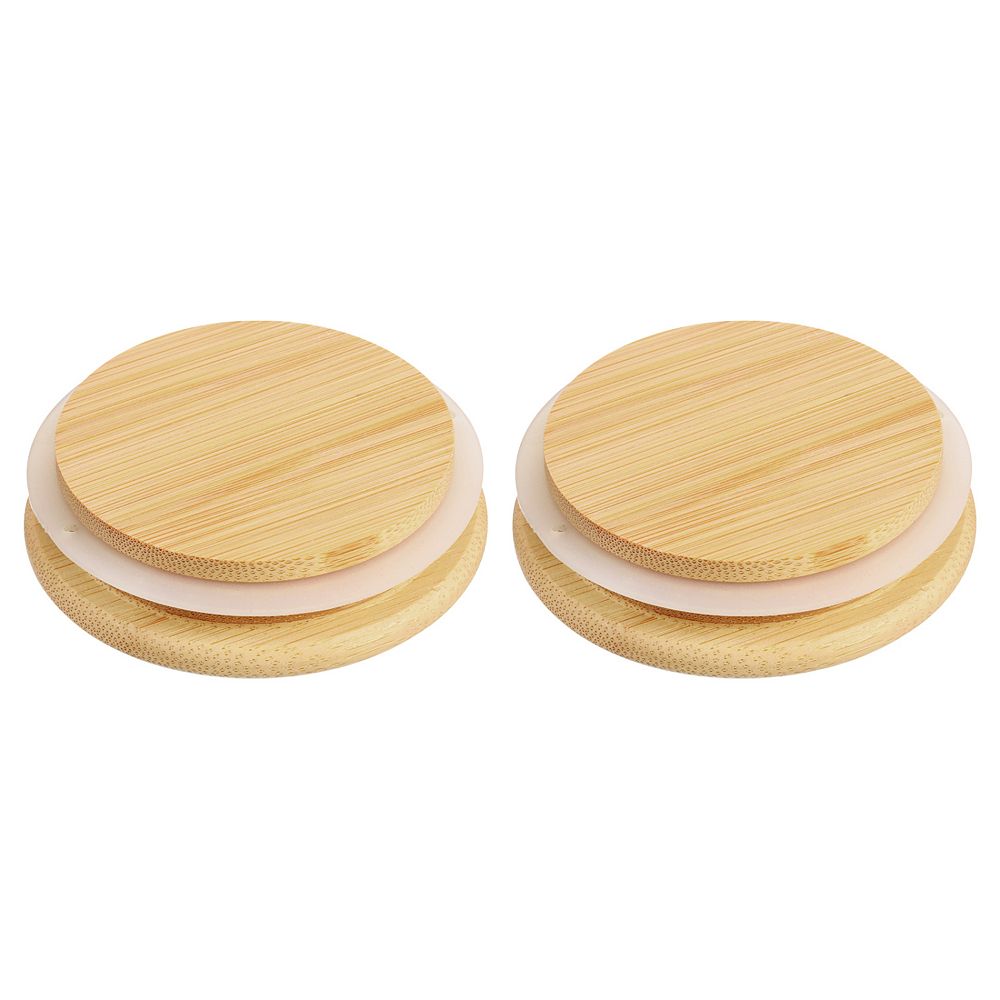 2 Pcs 2.87 Inch Lids with Silicone Sealing Rings, Wooden Mason Jar Lids ...