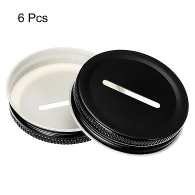 6Pcs Coin Slot Bank Lid for Mason Jar, Regular Mouth Tin Plate Caps Inserts