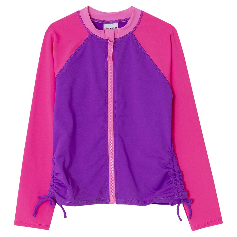 Girls 4-16 Lands' End Long Sleeve Zip Front Swim Rash Guard