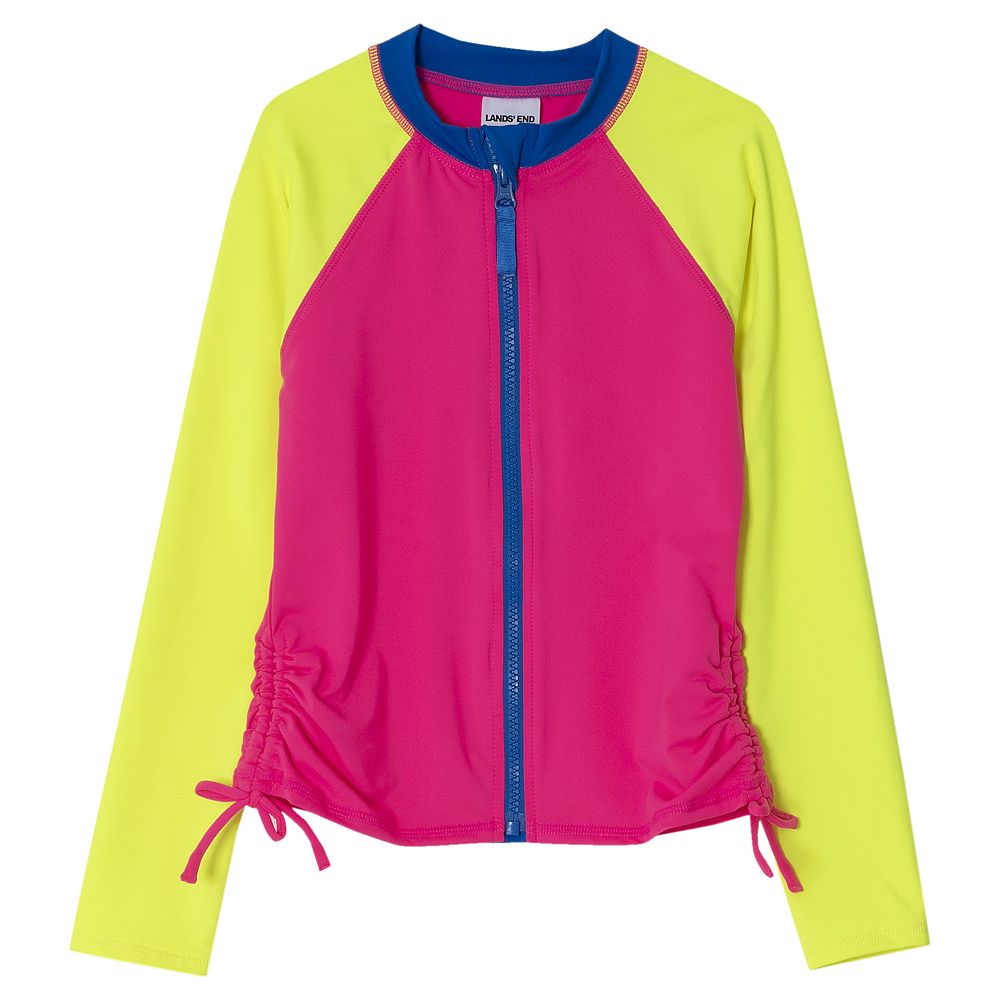 Girls 4-16 Lands' End Long Sleeve Zip Front Swim Rash Guard