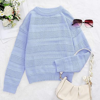 Girls Pullover Sweater Crewneck Long Sleeve Solid Soft Knit Sweater