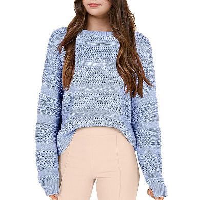 Girls Pullover Sweater Crewneck Long Sleeve Solid Soft Knit Sweater
