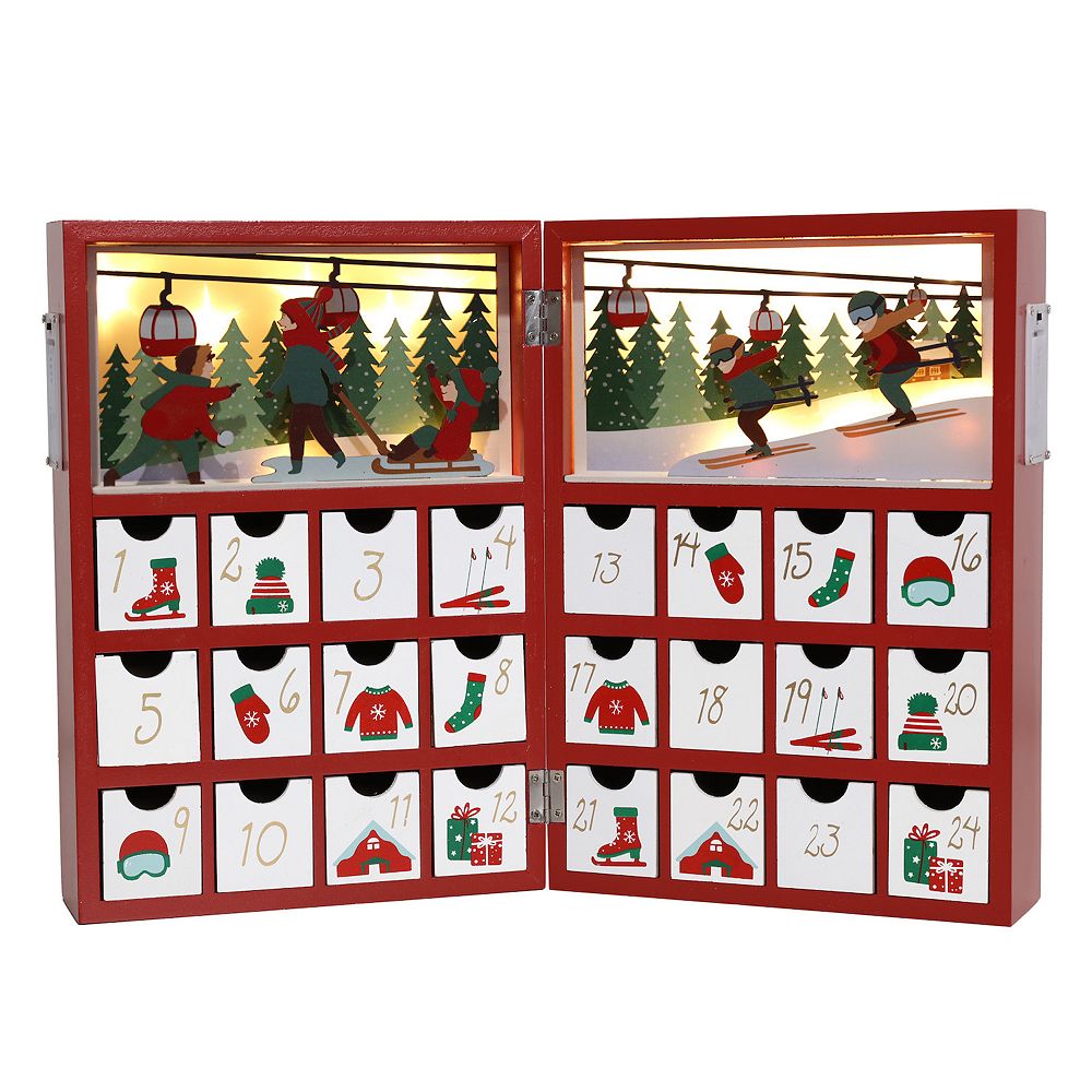Polar Elegance Christmas Wooden Advent Calendar Book with LED lighting ...