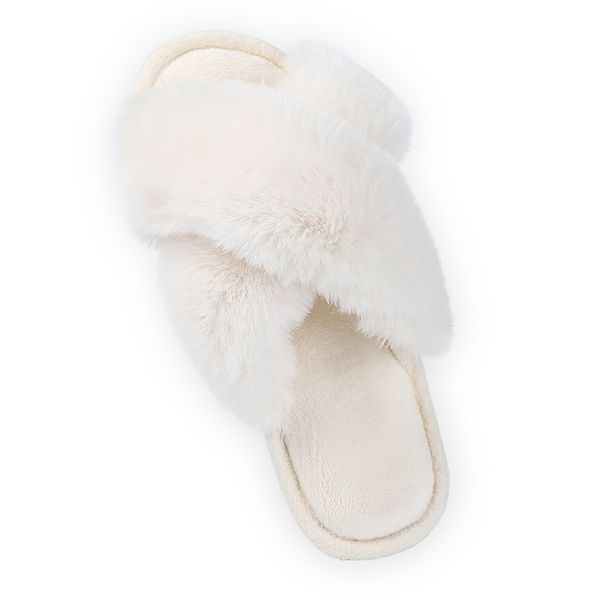 Women's Open Toe Fuzzy Fluffy House Slippers Cozy Criss Cross Furry Slides Slippers