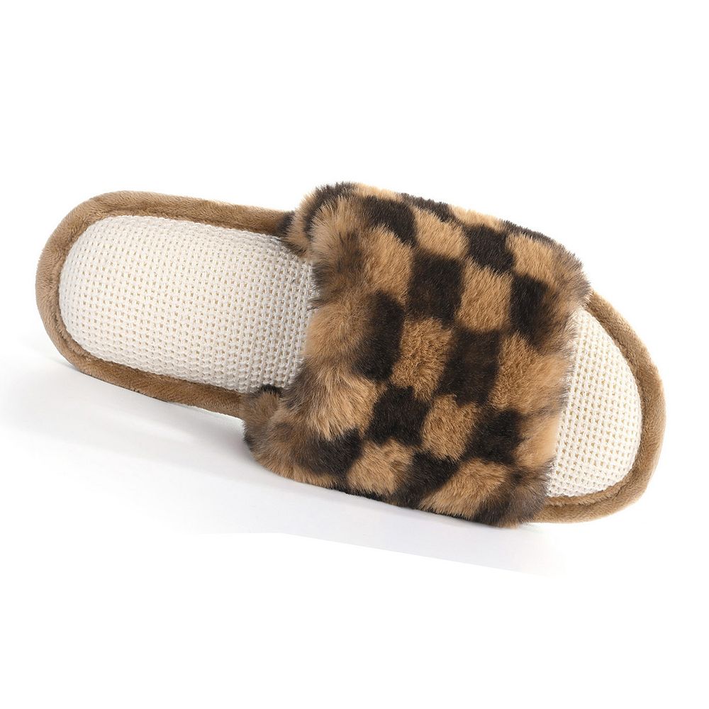 Womens Open Toe House Slippers Soft Plush Fuzzy Slippers Indoor Memory ...