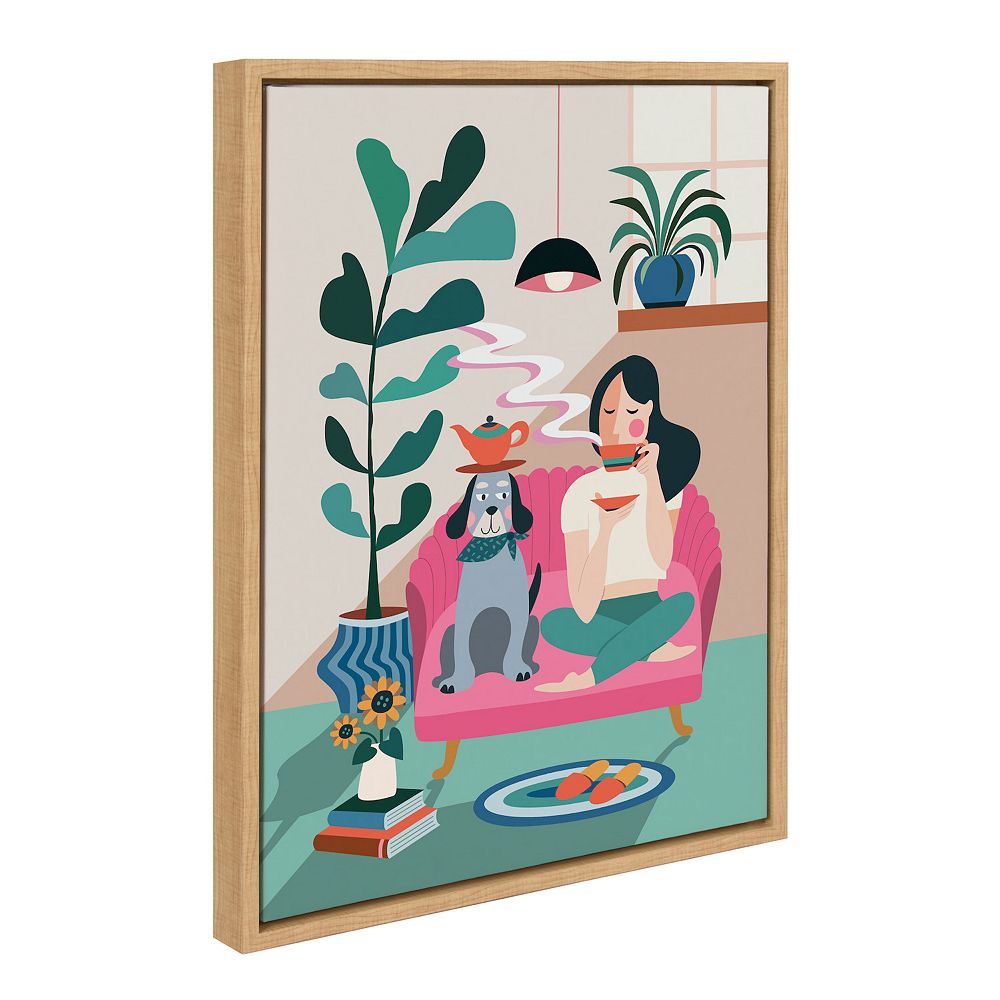 Sylvie Mid Century Modern Tea Time Framed Canvas by Rachel Lee of My ...