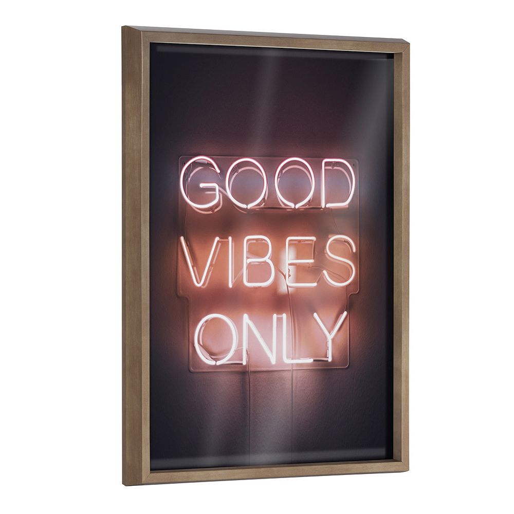 Blake Good Vibes Only Neon Sign Framed Printed Glass by The Creative ...