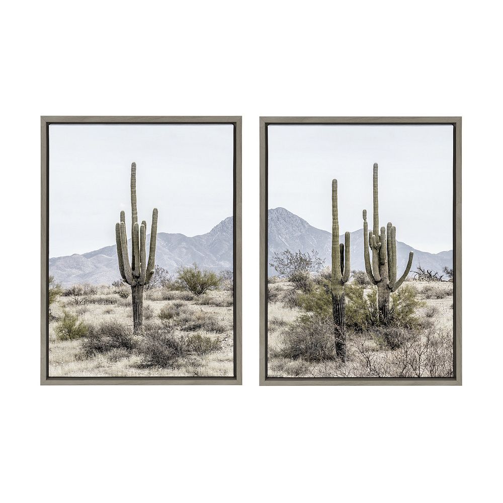 Sylvie Tall Saguaro Cacti Desert Mountain Framed Canvas Set by The ...