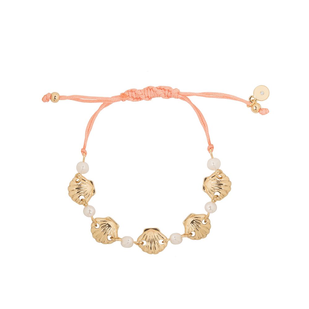 LC Lauren Conrad Gold Tone Shell & Simulated Pearl Adjustable Bracelet