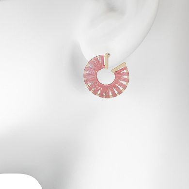 LC Lauren Conrad Gold Tone Thread Wrapped Statement Hoop Earrings