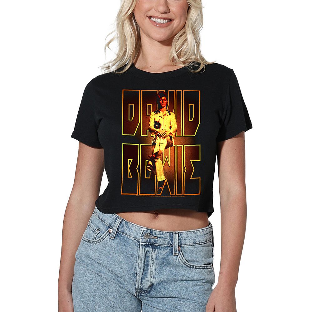 Juniors' David Bowie Graphic Crop Tee