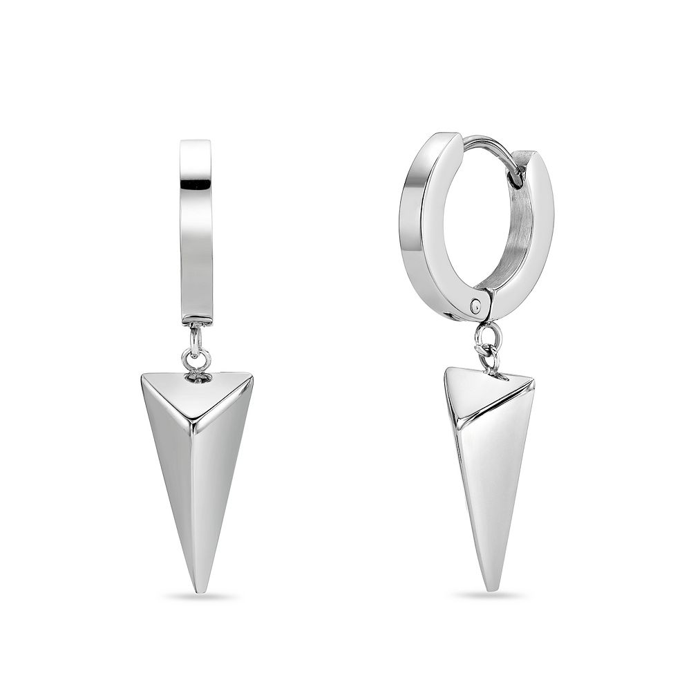 Men's LYNX Stainless Steel Pyramid Hoop Earrings