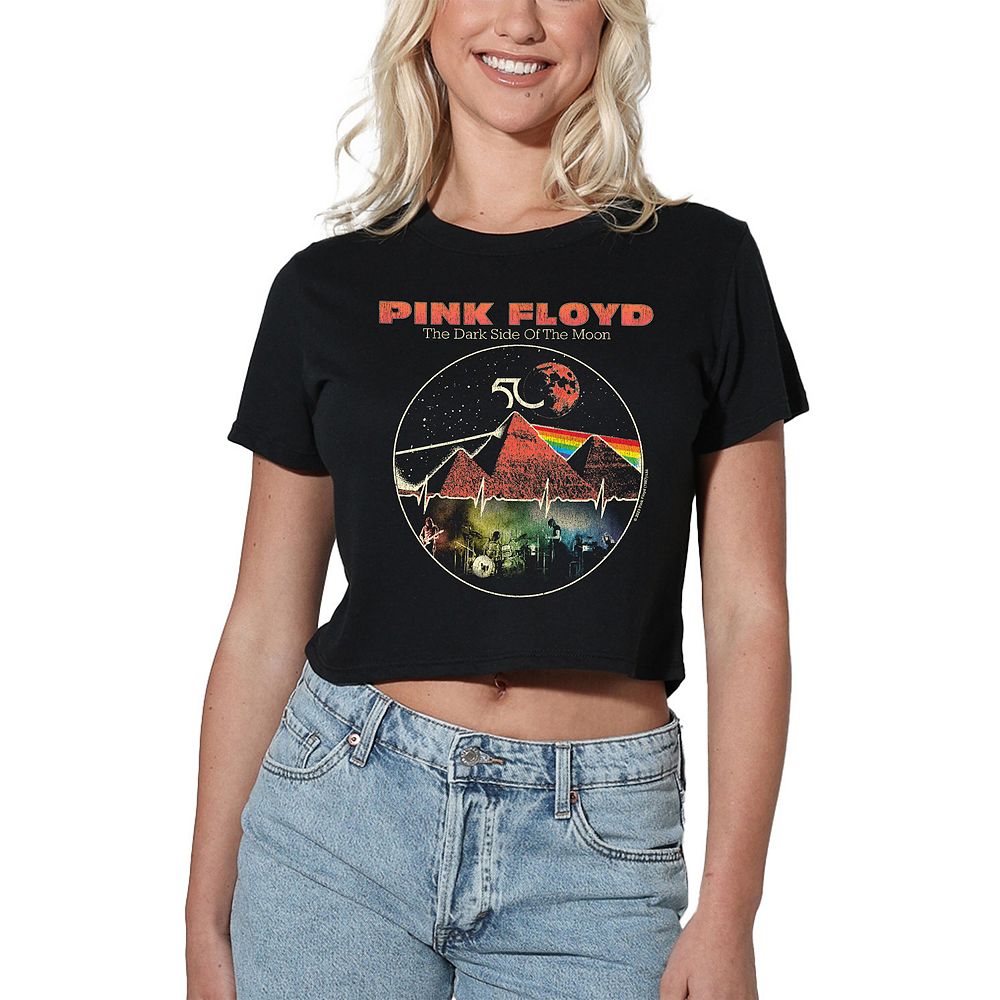 Juniors' Pink Floyd Pyramids Graphic Crop Tee