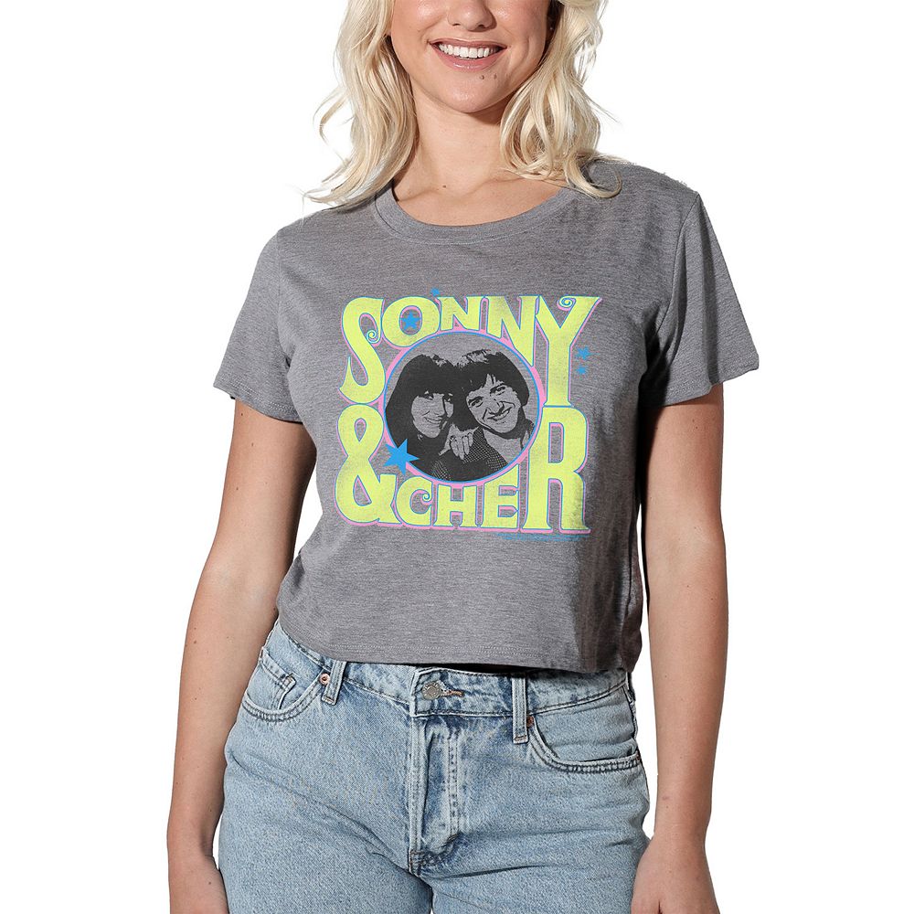 Juniors' Sonny and Cher Graphic Crop Tee