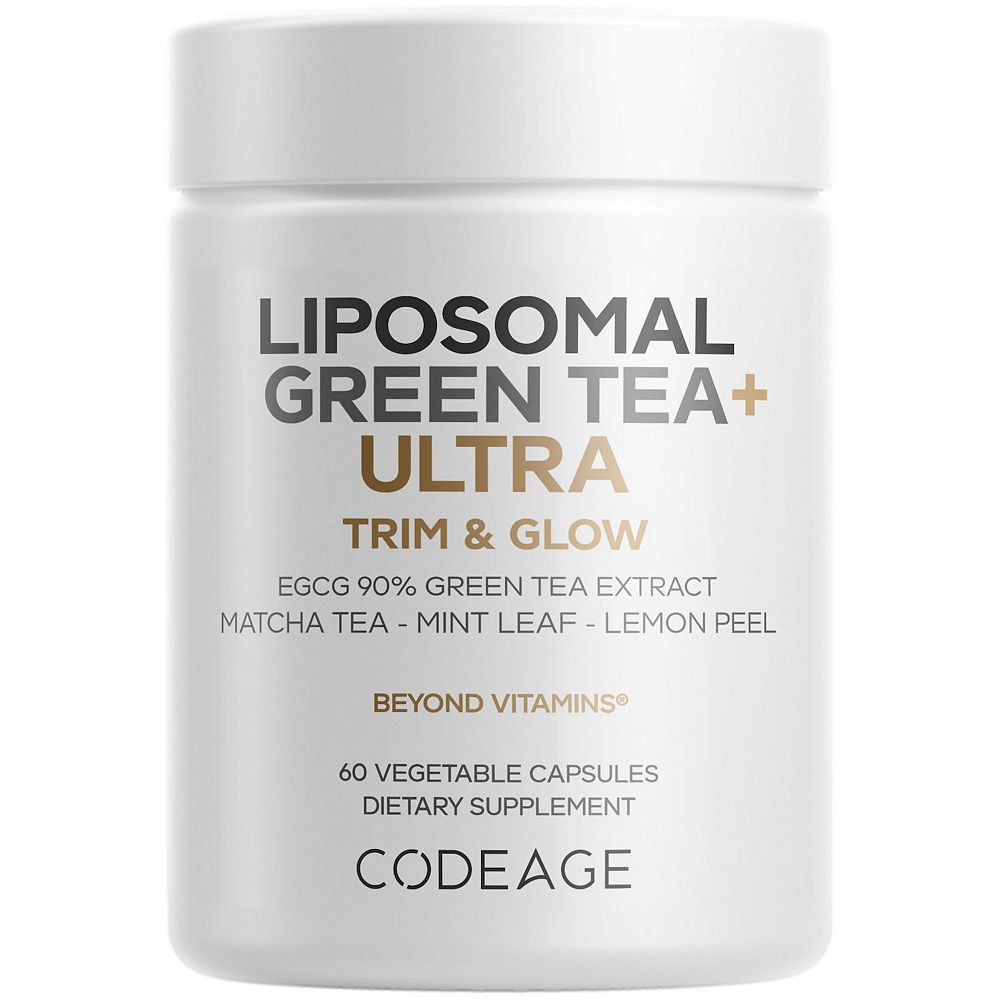 Codeage Liposomal Green Tea+, EGCG 90%, Matcha Green Tea, Peppermint ...
