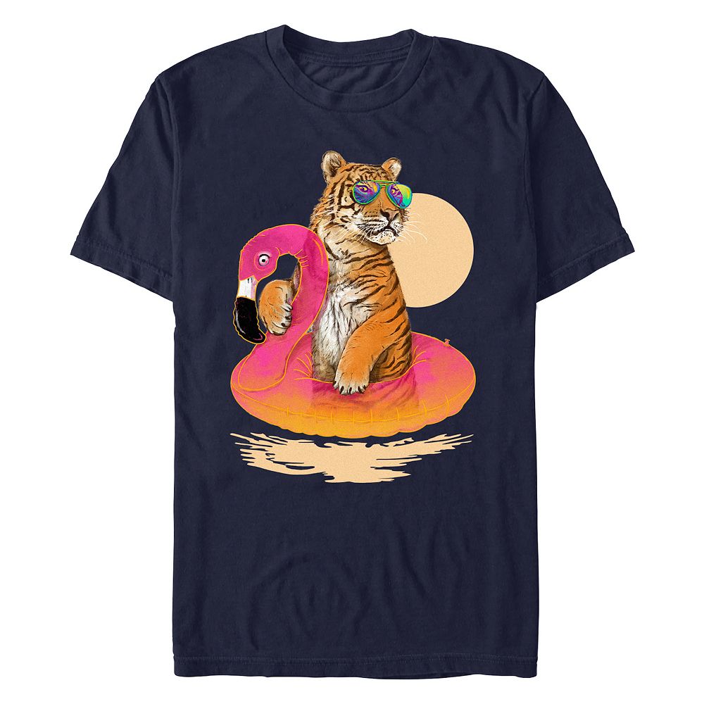 Men's Summertime Chillin' Tiger By The Pool Graphic Tee
