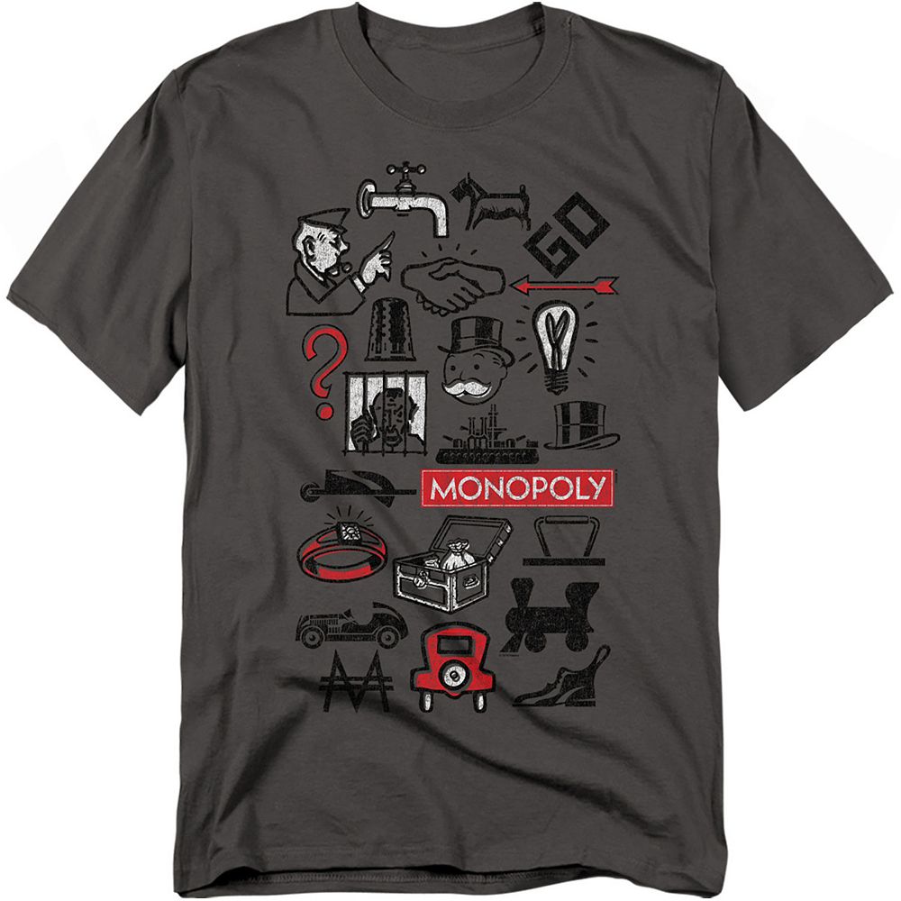 Big & Tall Original & Unrestored Monopoly Icons Graphic Tee
