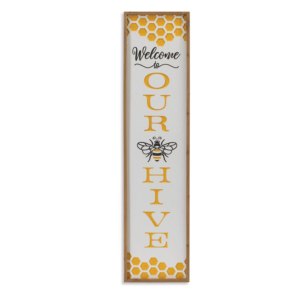 Gerson 48-in. Wood Engraved Bee Design Wall Sign with Easel