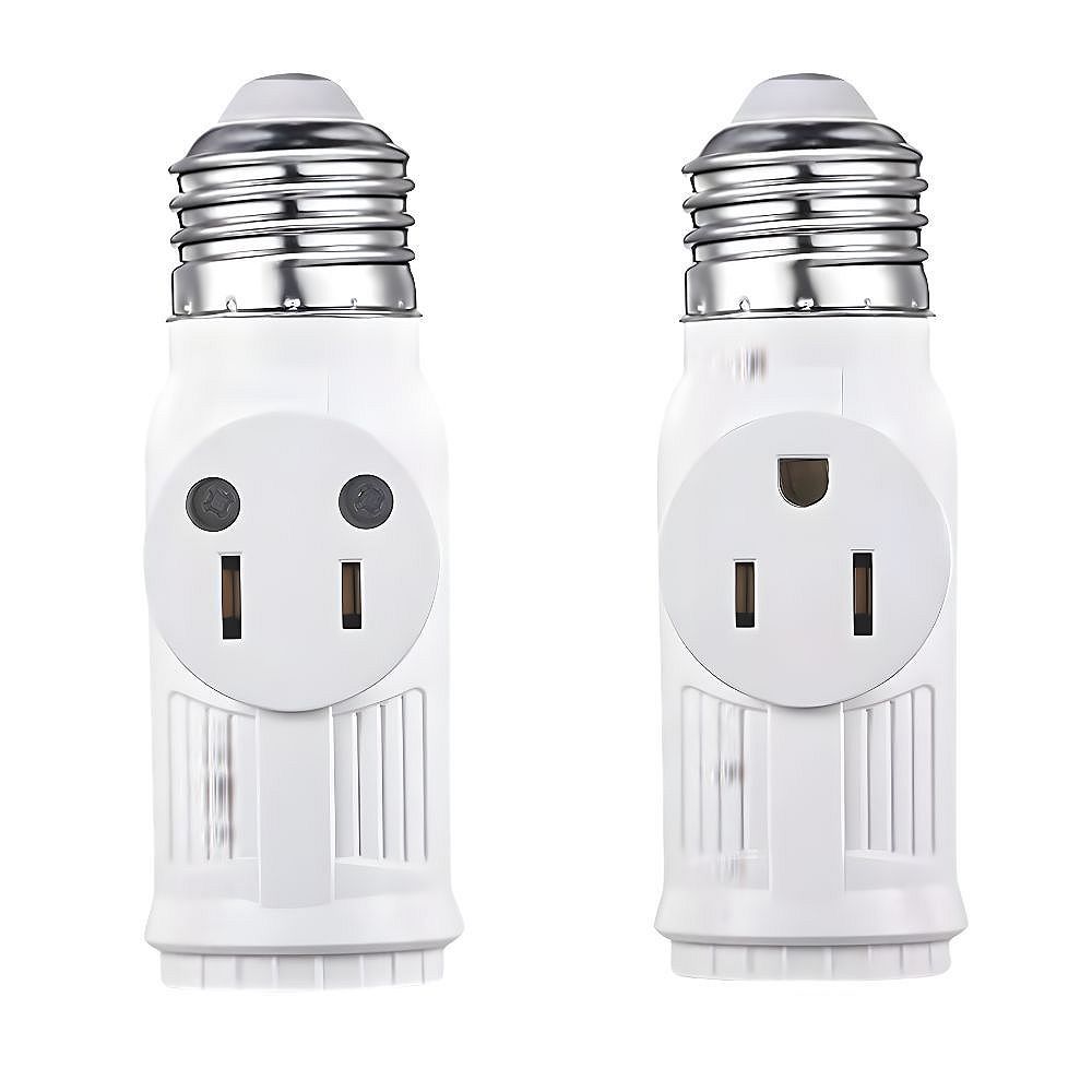 Light Socket Outlet To Plug Adapter Convert E26 E27 2 Pcs