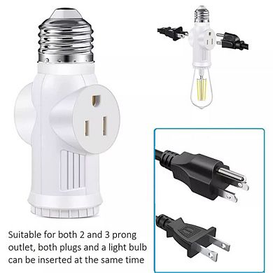 Light Socket Outlet To Plug Adapter Convert E26 E27 2 Pcs