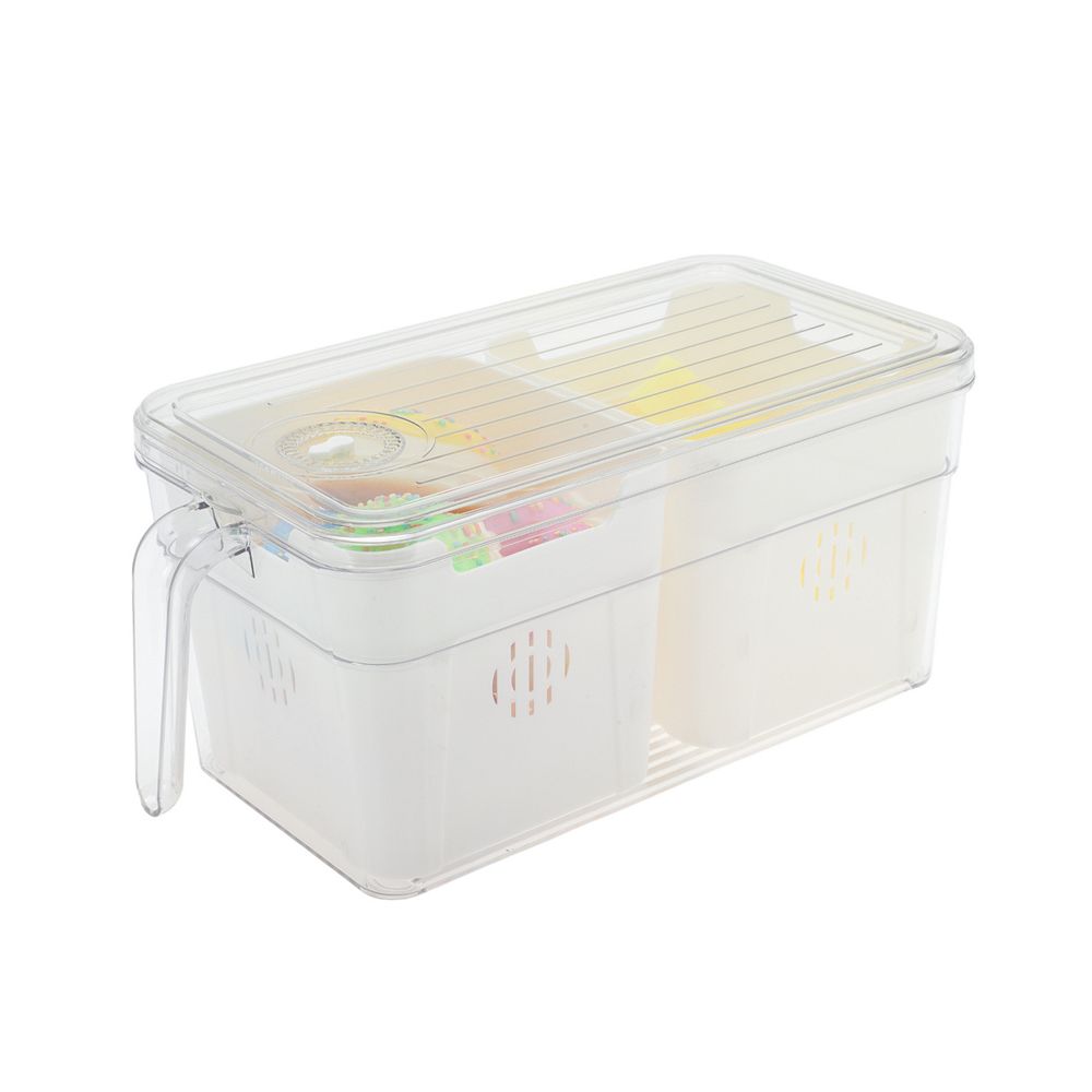 Reusable Rectangle Drain Food Storage Containers 2 Compartment White ...