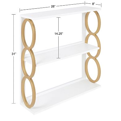 Ring Wooden 3-Tier Shelf 28x8x31