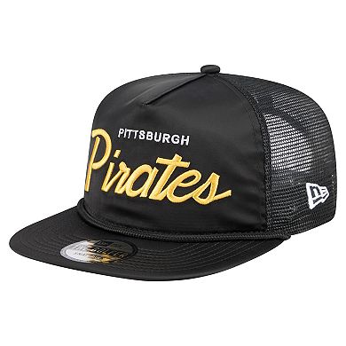 Men's New Era Black Pittsburgh Pirates Retro Satin Script Golfer ...