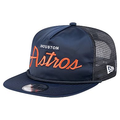 Men's New Era Navy Houston Astros Retro Satin Script Golfer Adjustable Hat