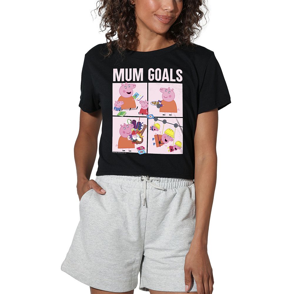 Women's Peppa Pig Mummy Pig Mum Goals Crop Tee