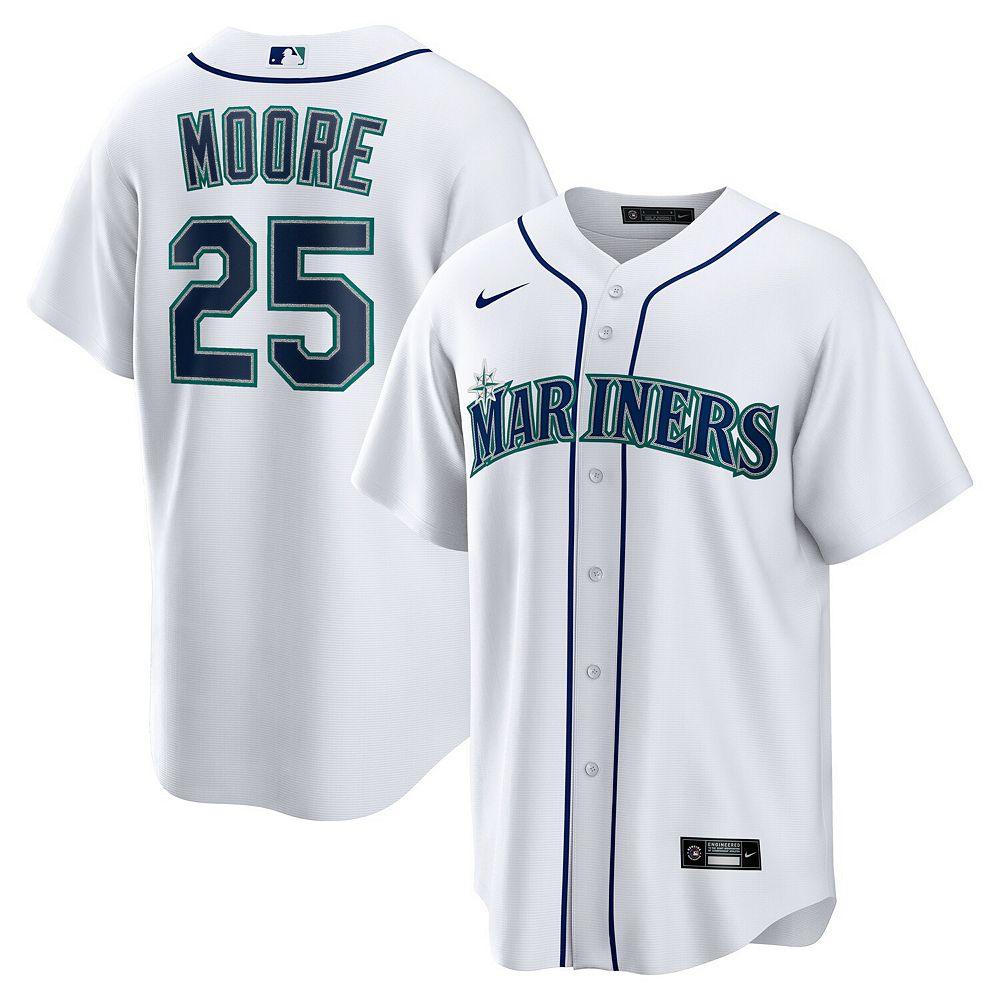 Men's Nike Dylan Moore White Seattle Mariners Home Replica Jersey