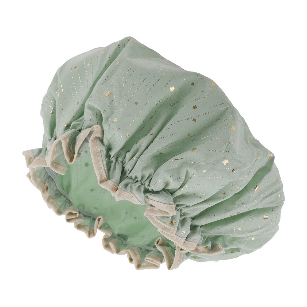 1 Pc Women Gold Stars Shower Cap for Bathroom Vacation Business Travel