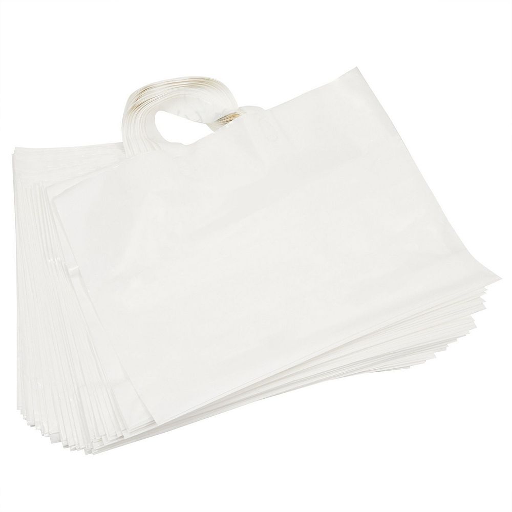 60x Plastic Retail Shopping Merchandise Bags with Hoop Handle for Small ...
