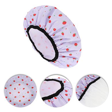 Women Double Layer Strawberry Bath Cap for Bathroom Business Travel 1 Pc