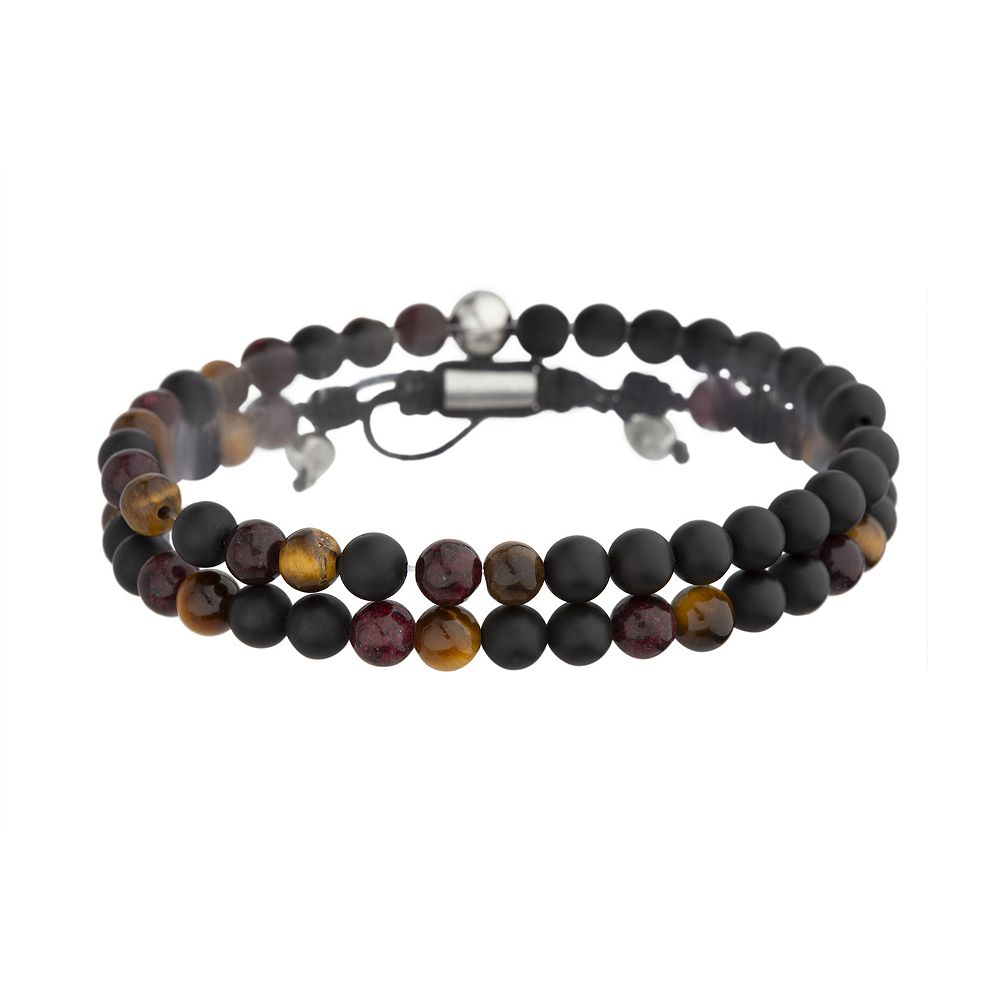 Men's STUDIO 1913 Stainless Steel Red Jasper, Tiger Eye and Black Glass ...