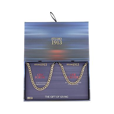 Men's STUDIO 1913 Stainless Steel Gold Ion-Plated One for Me / One for You Curb Chain Duo ...