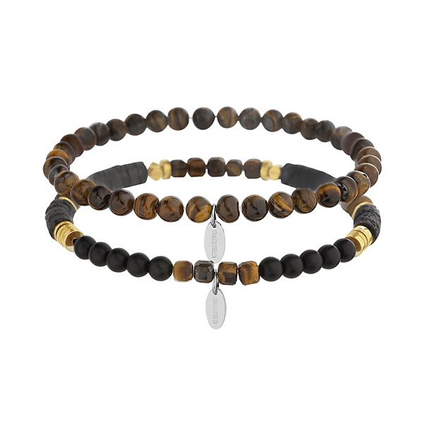 Men's STUDIO 1913 Tiger Eye, Lava Stone, Hematite Beads, and Glass ...